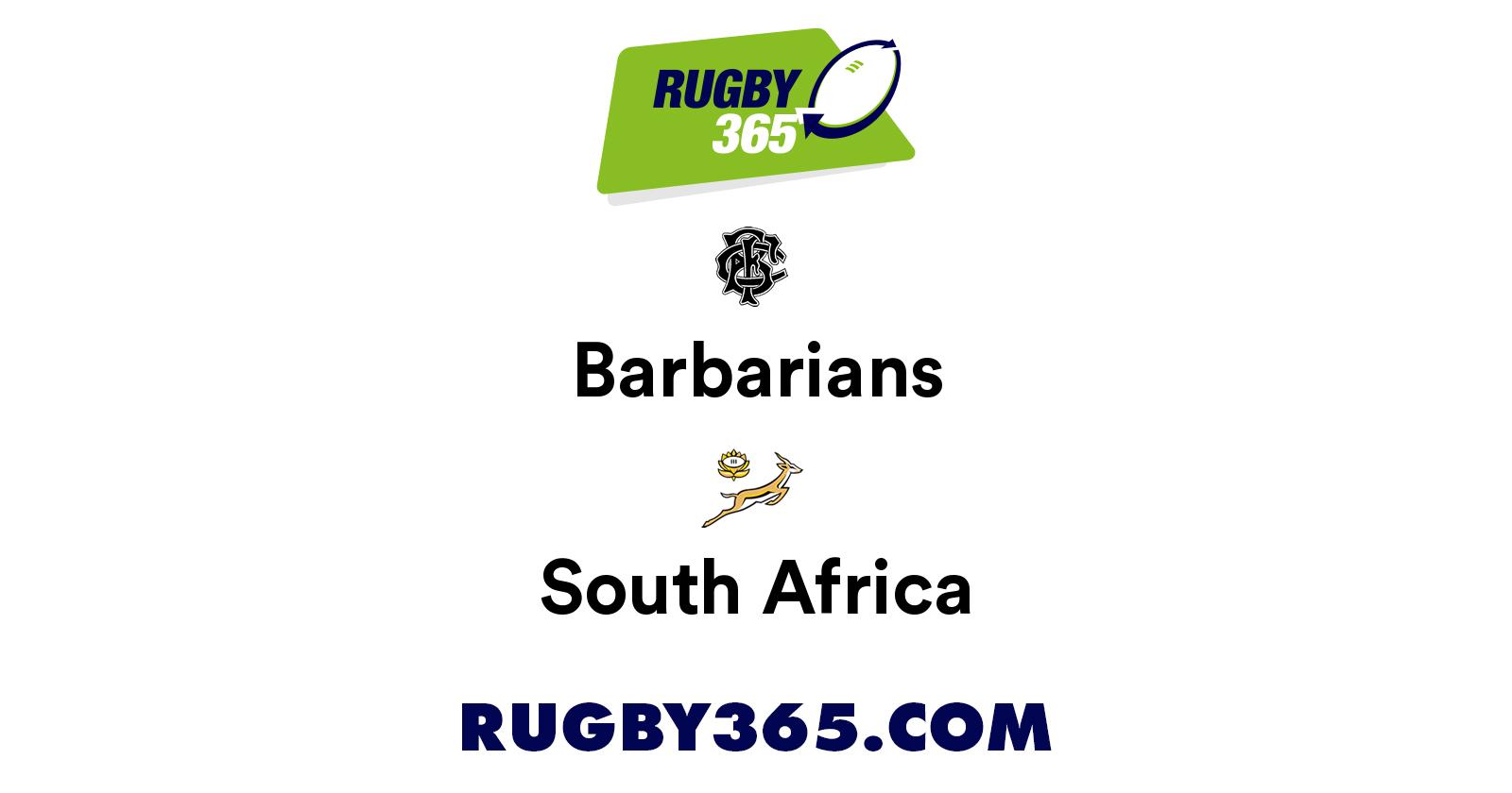 Barbarians vs South Africa | Squads & Team Sheets | Rugby 365